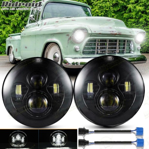 7 inch Round LED Headlights Black Sealed Beam For Chevy C10 C20 C30 ...