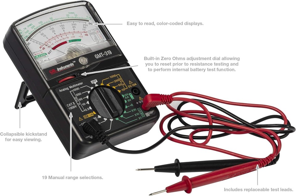1000V Analog Multimeter With Color Coded Display And Fuse Protection | eBay