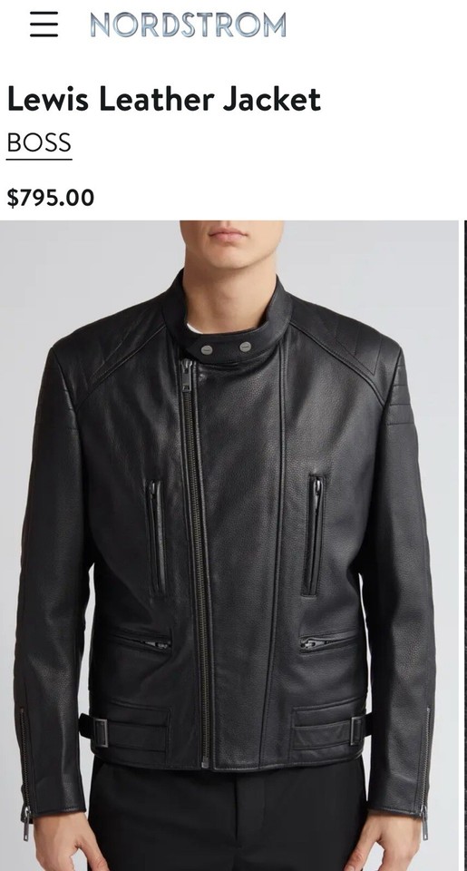 Hugo Boss LEVIS Lamb Skin Leather Biker Jacket Mens Size XL NWT ...