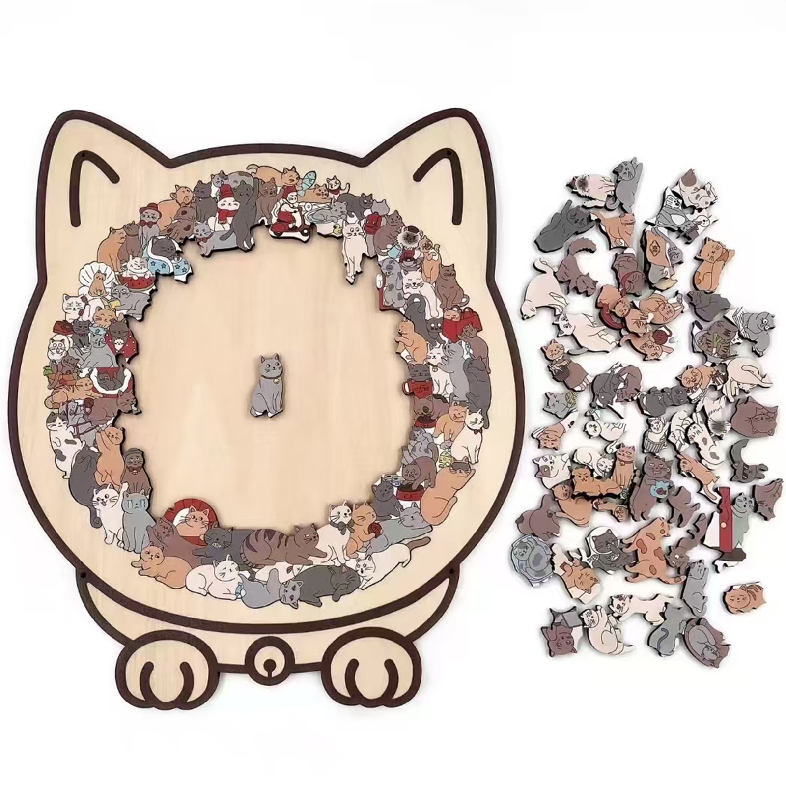 135-Piece Morandi-Colored Cat Shaped Wooden Jigsaw Puzzle US | eBay
