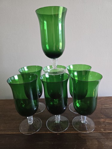 Set Of 7 Centrum Green Twisted Stem Ice Tea/All Purpose Goblets 16 Oz ...