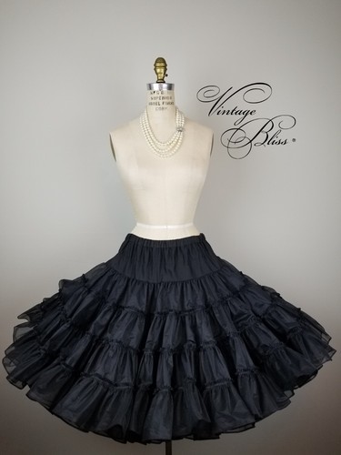 Vintage 1950's Jet Black Ruffled 2 Layer Very Full Petticoat Crinoline ...