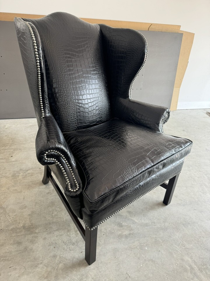 Ralph Lauren Home Devonshire Wing Chair RLU39200 Duke Crocodile Black ...
