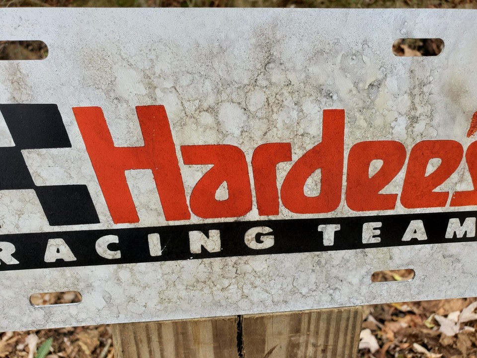 Hardee's racing team Speed Shop Booster Plate Tag Sign Antiqued Vintage ...