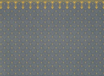 Dollhouse Wallpaper Brodnax Victorian Blue & Gold "Flambeau" 1:12 Scale ...