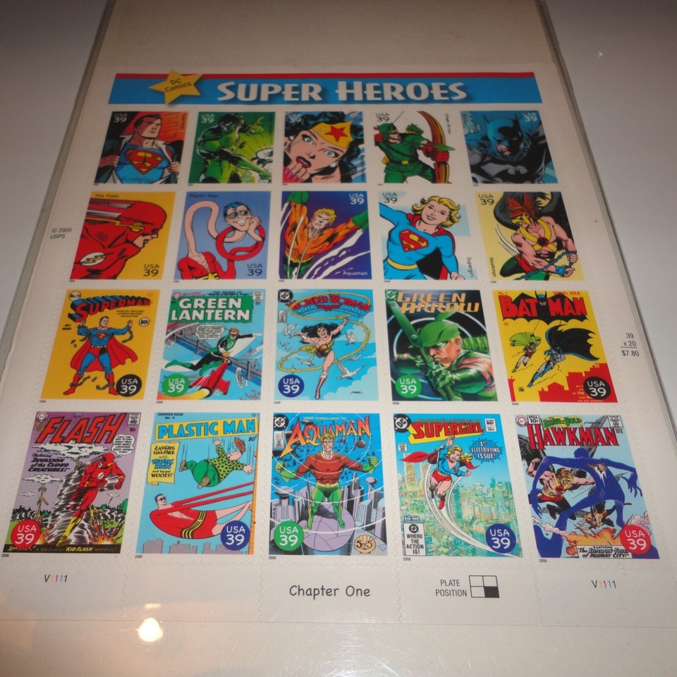 DC Comic Super Heroes 20 Stamps Sheet 39 Cent Chapter One | eBay