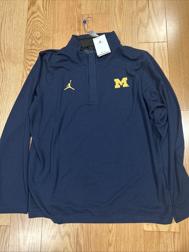 Nike Jordan NCAA Michigan Wolverines 1/4 Zip Flannel Sweater XL NWT ...