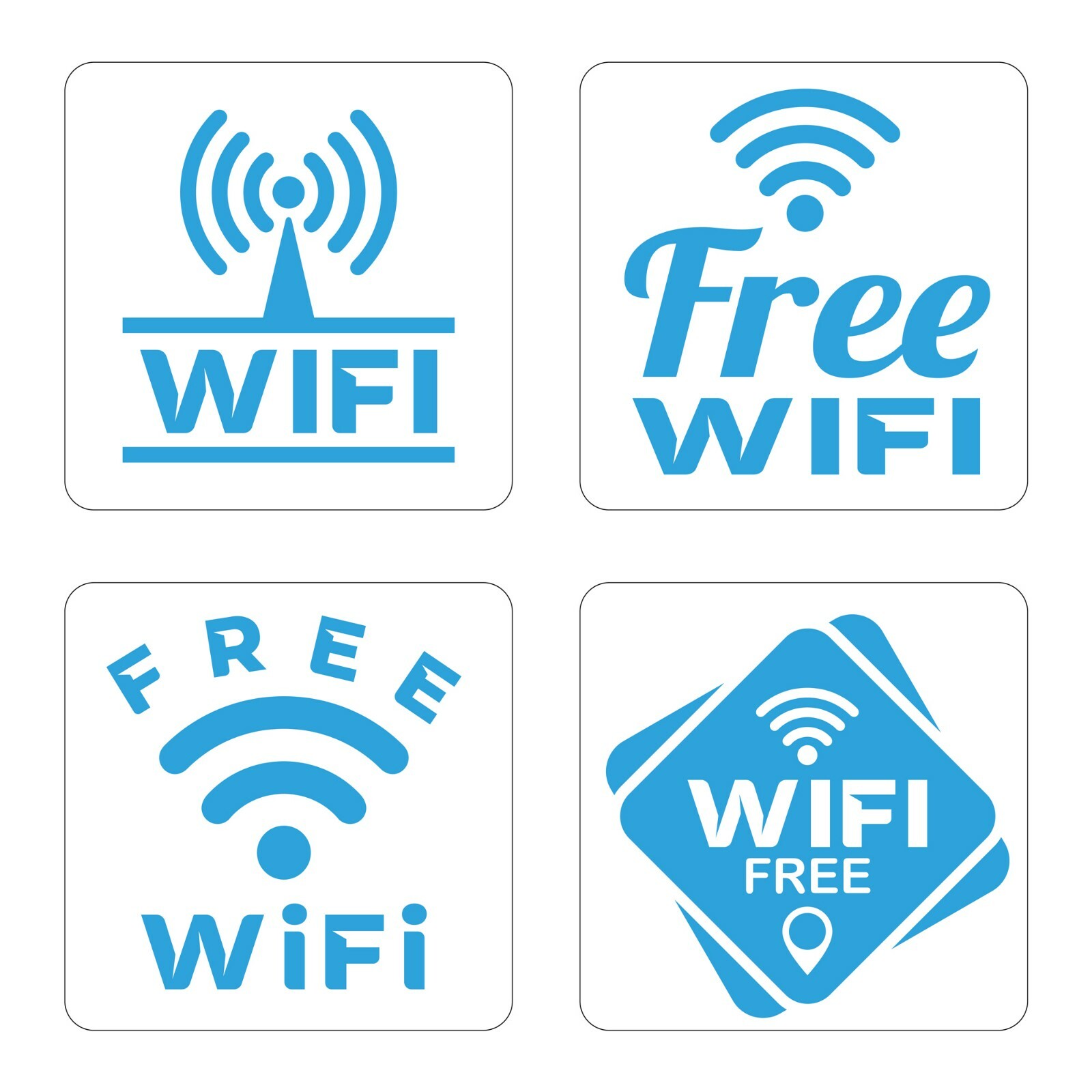 4-PACK FREE WIFI Sticker Window Door Wall Decal Free WIFI Store Retail ...