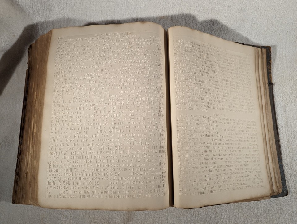 Antiq 1868 American Bible Society Blind Pre-Braille Raised Print New ...
