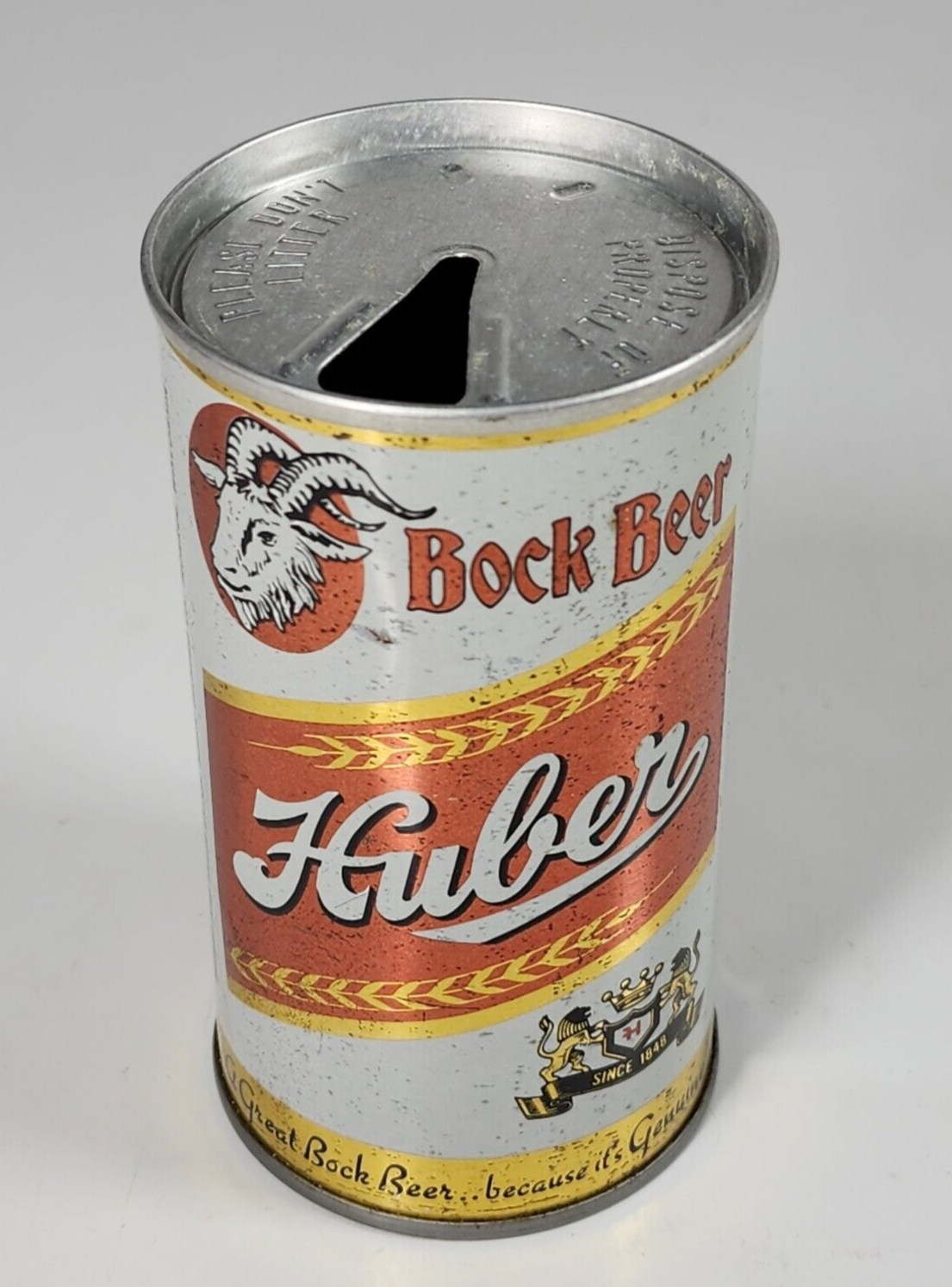 Vintage Huber Bock Beer 12oz Straight Steel Can Monroe WI Goat Head | eBay
