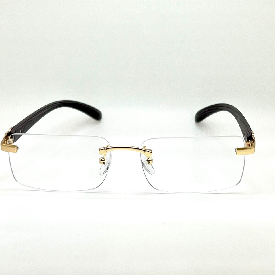 Mens CLASSY Style Wood Buffs Vintage Square Style Clear Marble Lens Eye ...