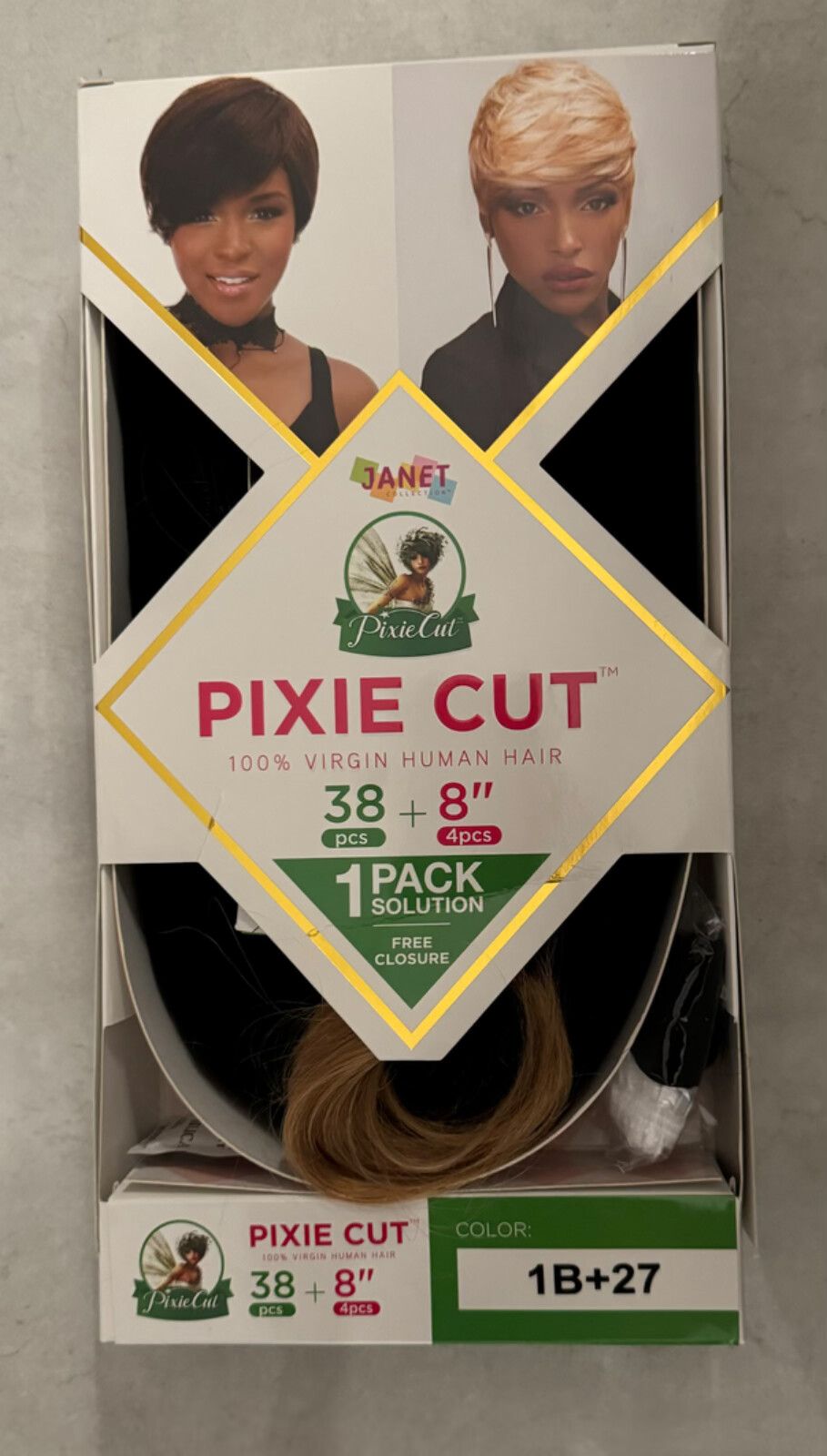 JANET PIXIE CUT 38PCS + 8'' (4PCS ) #1B +27 | eBay