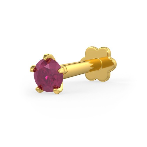 18ct Yellow Gold Ruby Nose Pin Screwbacks Natural Gemstones Stud nose ...