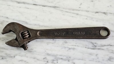 Vtg Dunlap 5/8" x 10" Drop Forged Steel Adjustable Crescent Wrench ...