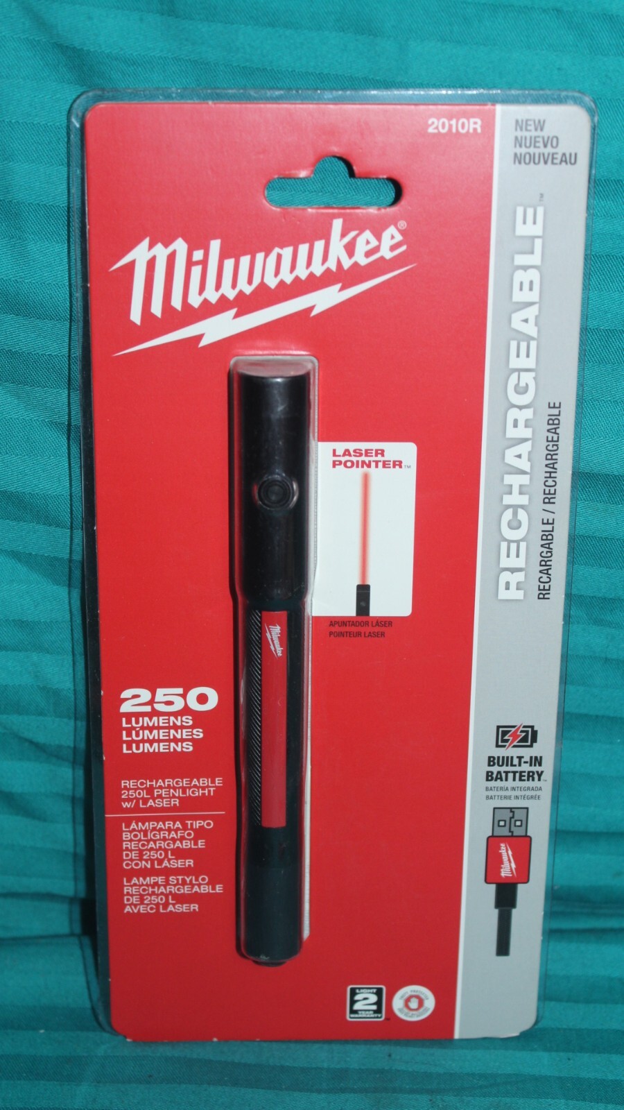 Milwaukee 2010R 250 Lumens Rechargeable Penlight with Laser 45242603480 ...