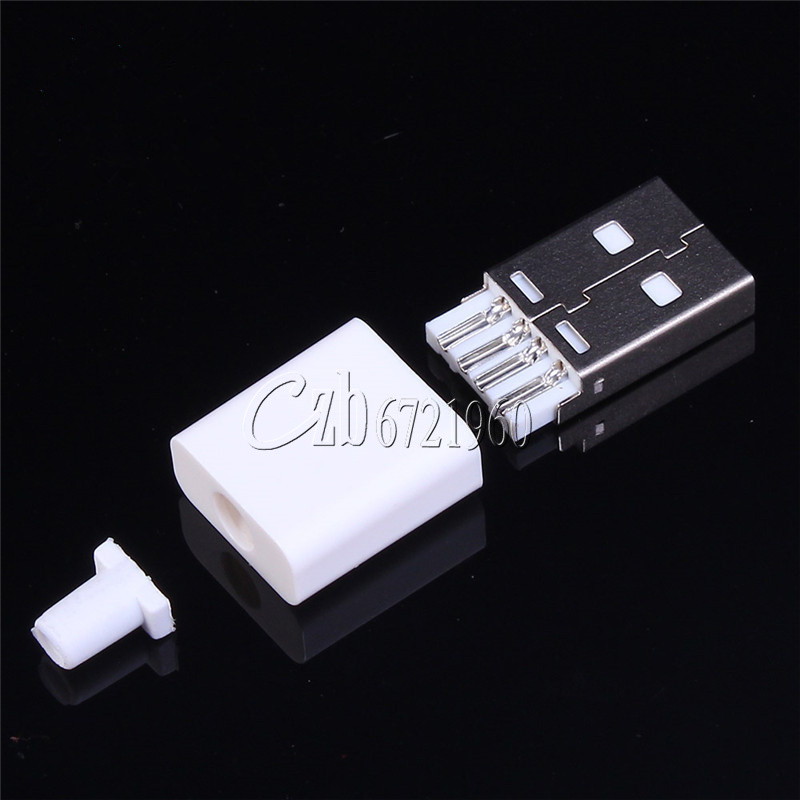 10PCS Male USB Connector Kit 5P USB 2.0 Plug Type-A DIY Components ...