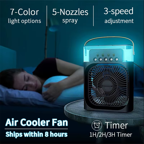 3 In 1 Air Cooler Fan Humidifier LED Light USB Portable Mini Desk ...