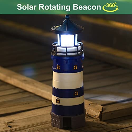 Lighthouse With Rotating Beacon Led Lights Solar Lighthouse Lamp ...