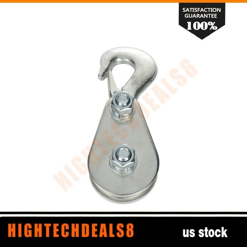 Snatch Block 2Ton w/Hook for 3/8" Wire Rope Cable Roll Silver Heavy ...
