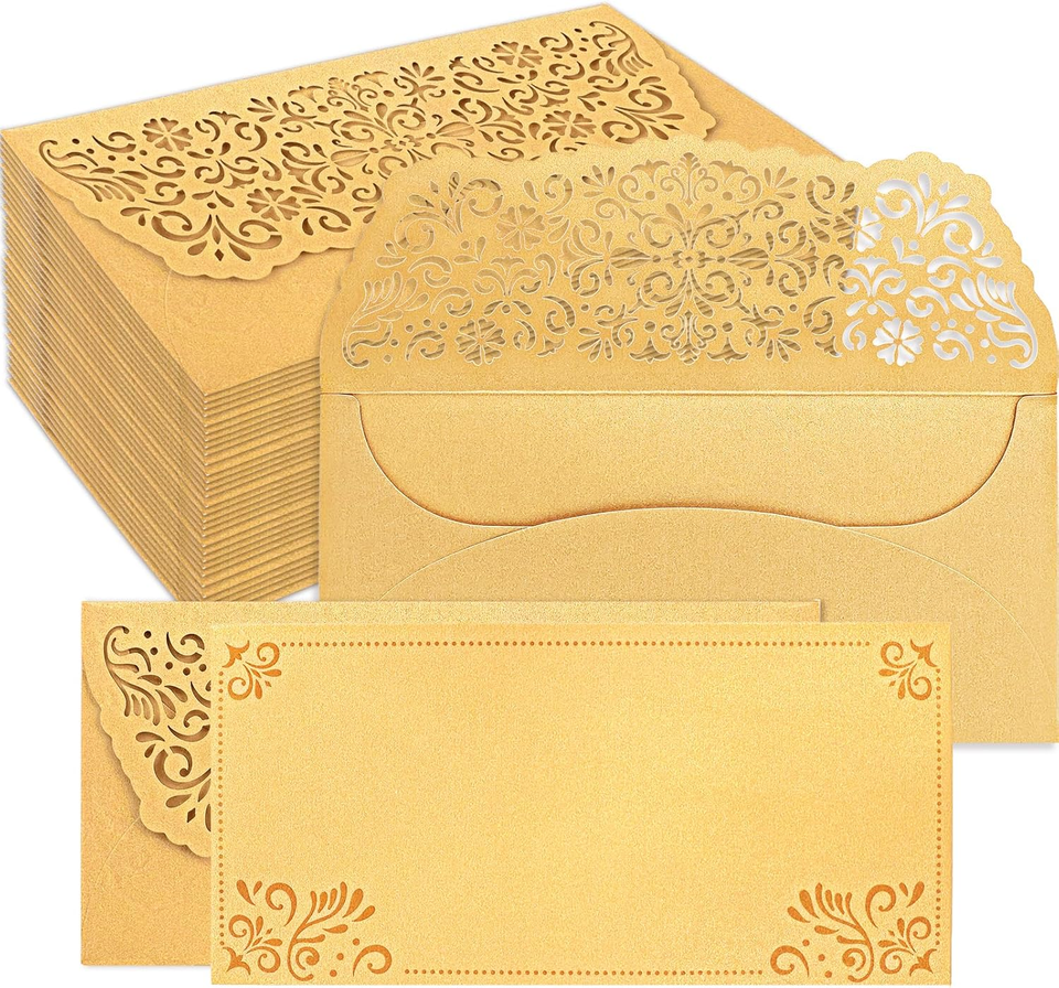 24PCS Gold Money Envelopes for Cash Glitter Wedding Envelopes for Cash ...