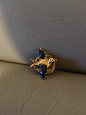 Vintage 60s Bluebird Of Happiness Gold Tone Enamel Lapel Hat Pin Tie ...