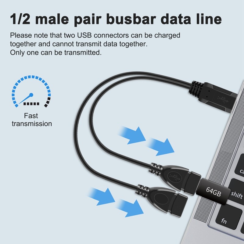 USB 2.0A Male auf 2 Dual USB Female Jack Y Splitter Verteiler Adapter ...