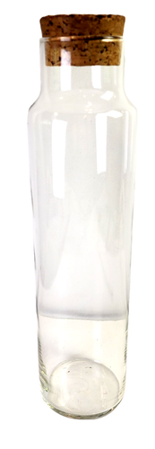 Vintage 13.5" Round Clear Glass Jar With Cork Lid Many Uses | eBay