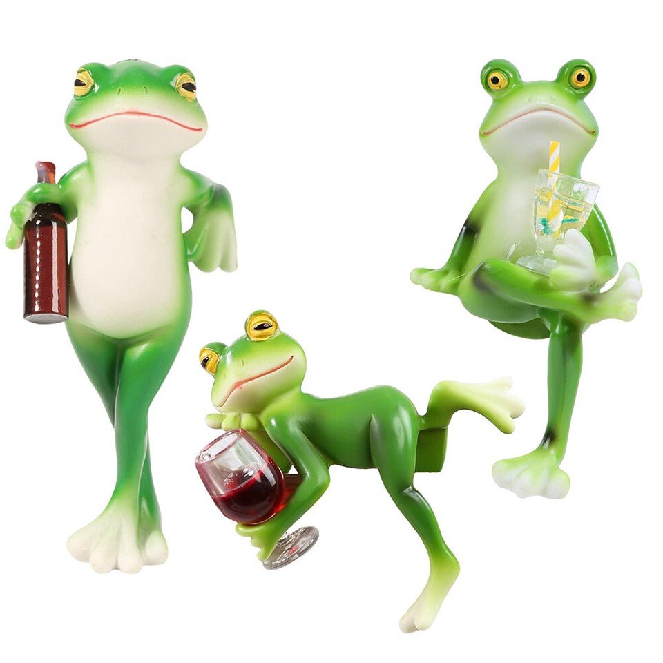 Funny Drinking Frog Statue Planter Hugger Resin Hanging Frog Figurine ...