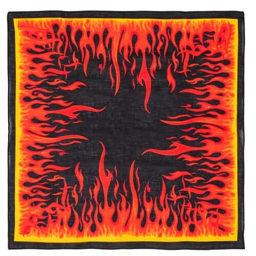 Flame Bandanna Wearable Scarf 100% Cotton 21 x 21 Inch Black Red | eBay