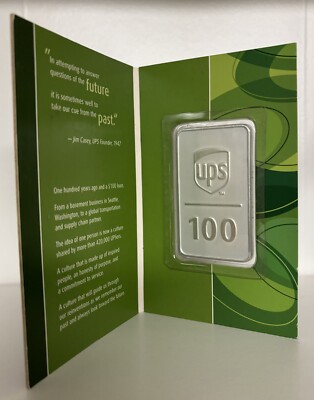 UPS Celebrating 100 Years of Service Metal Bar 1907-2007 Silver Sealed ...