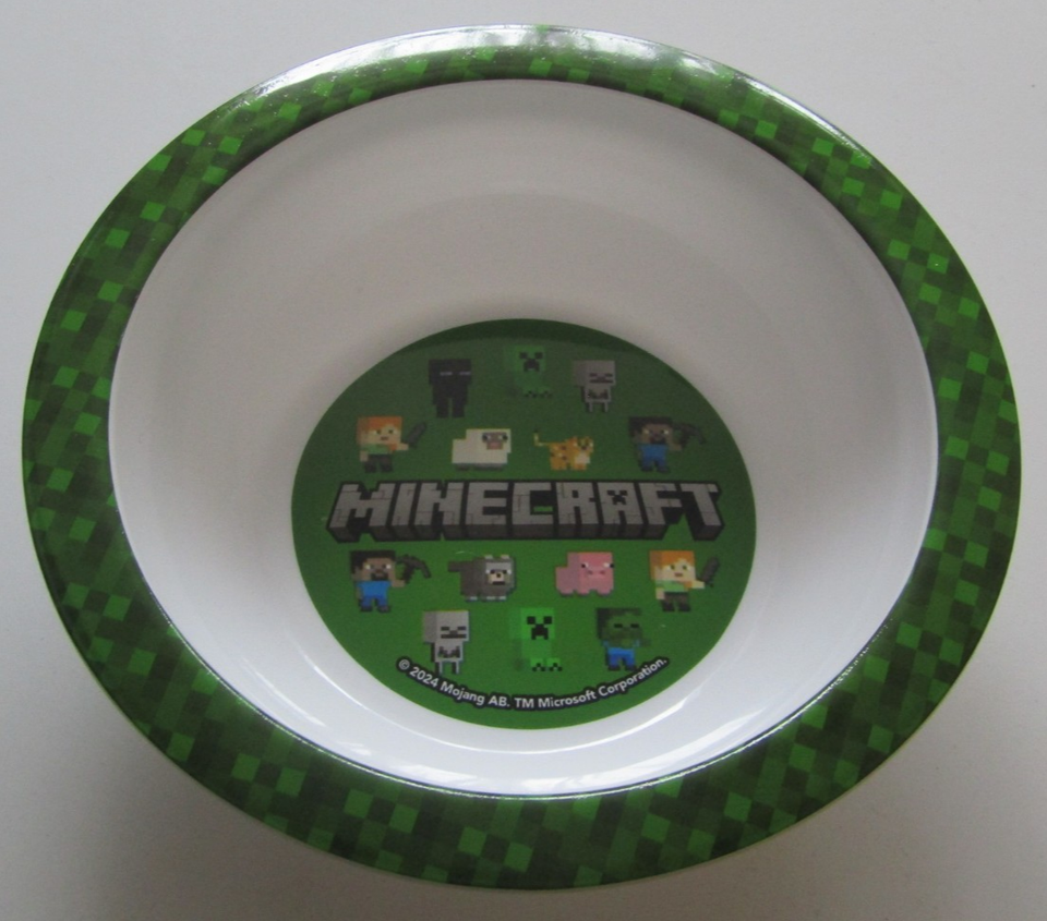 MINECRAFT Plate Bowl & Beaker cup BRAND NEW Melamine breakfast lunch ...
