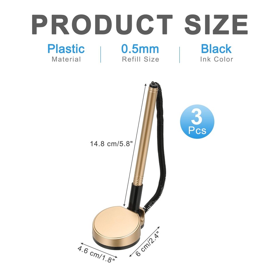 3Pcs Secure Pen with Adhesive Chain and Security Pen Holder, Reception ...