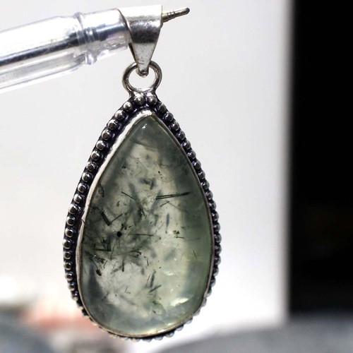 925 Silver Plated Moss Prehnite Ethnic Pendant Handmade Jewelry Size 2 ...
