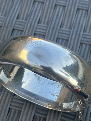 HALLMARKED STERLING SILVER HINGED BANGLE 30g +SEE DETAILS + | eBay UK