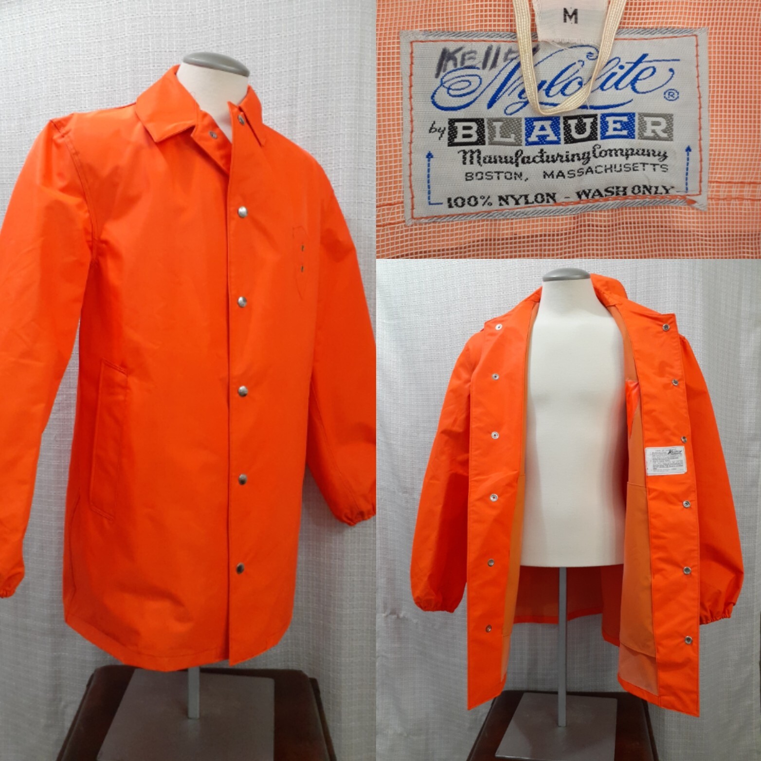 BLAUER Nylolite Mens M Rain Coat Jacket Hi Vis Orange… - Gem