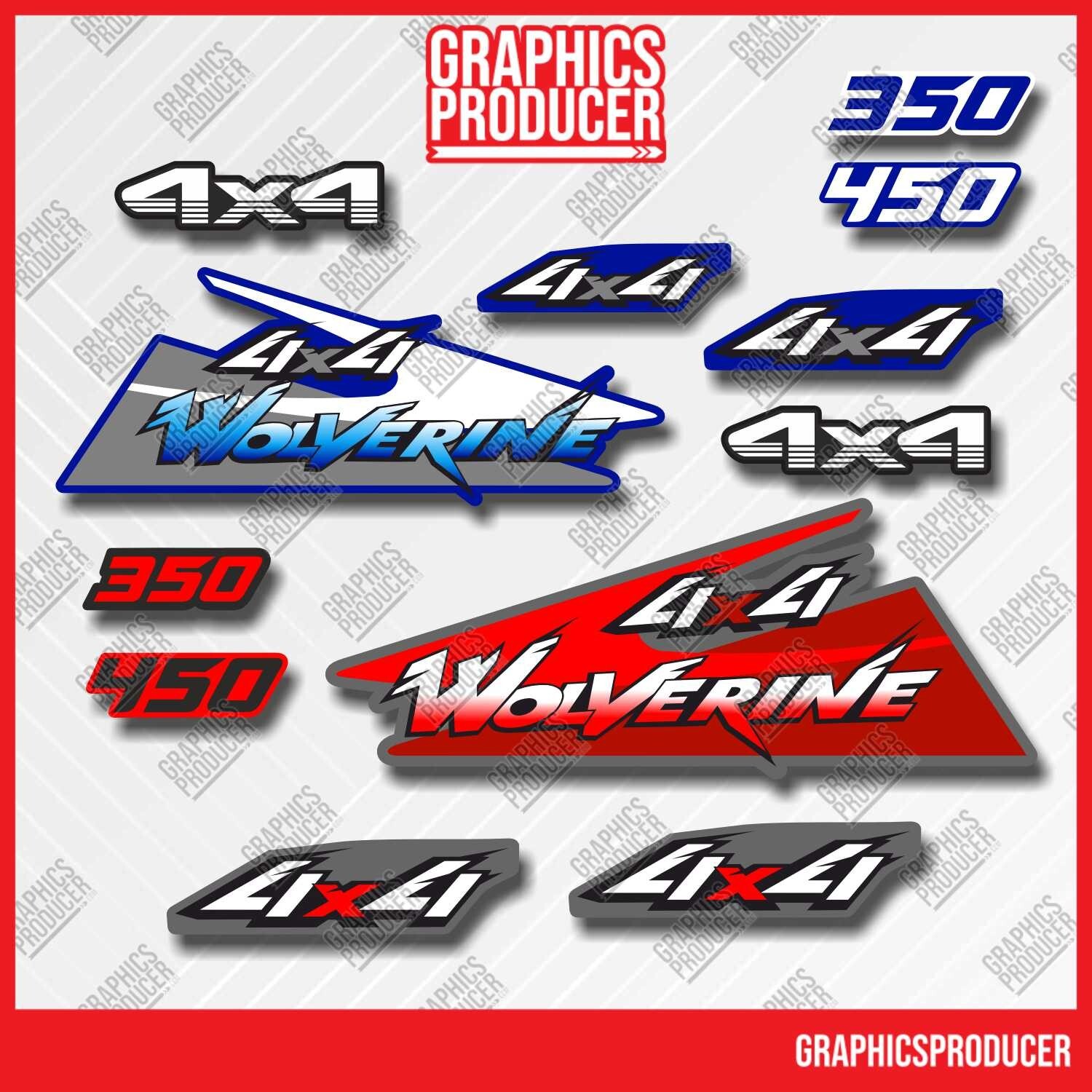 YAMAHA WOLVERINE 350 4WD Reproduction Decals Stickers Design ATV Custom ...
