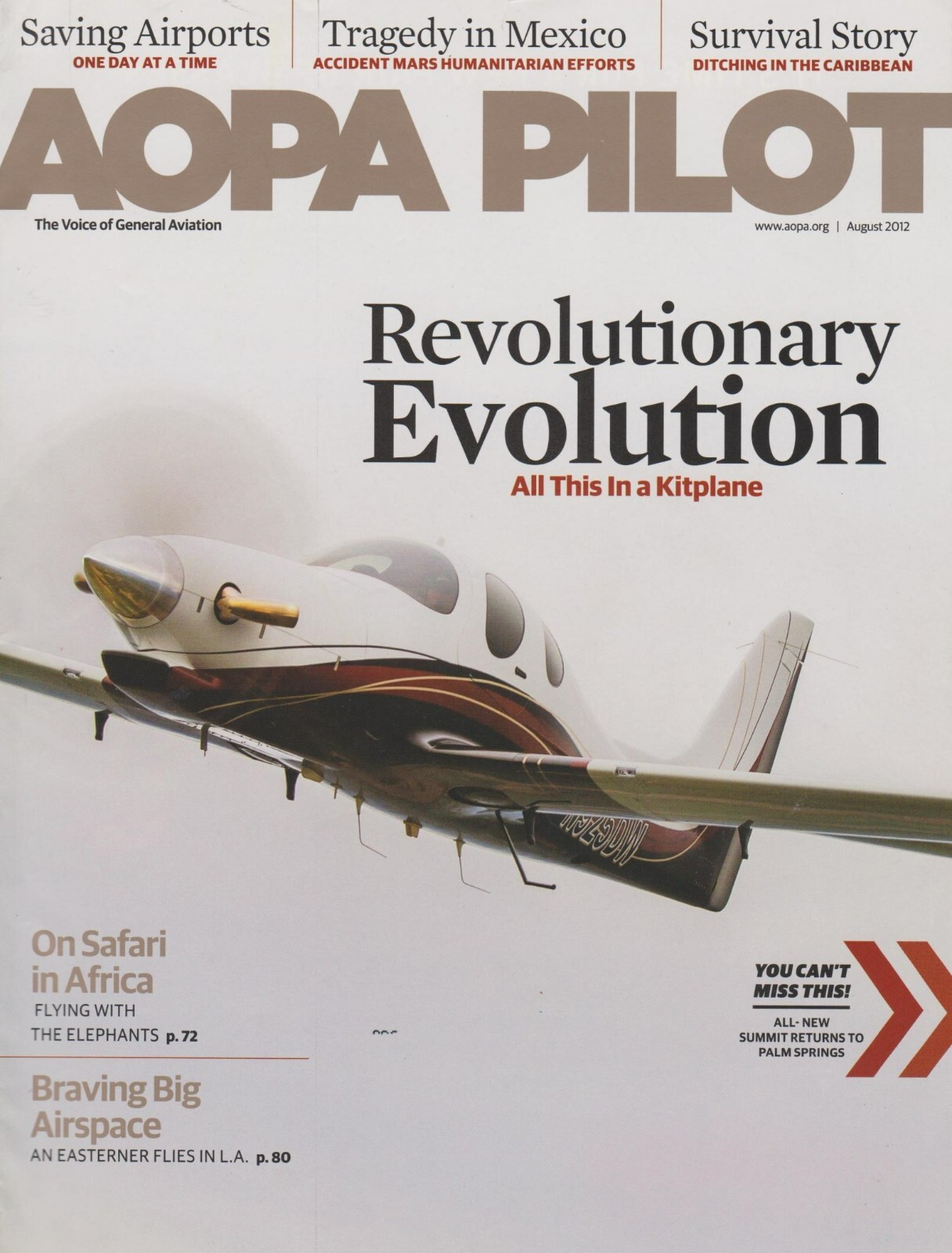 AOPA Pilot (Aug 2012) Lancair Evolution, PA-46 Ditching, Saving Airports | eBay