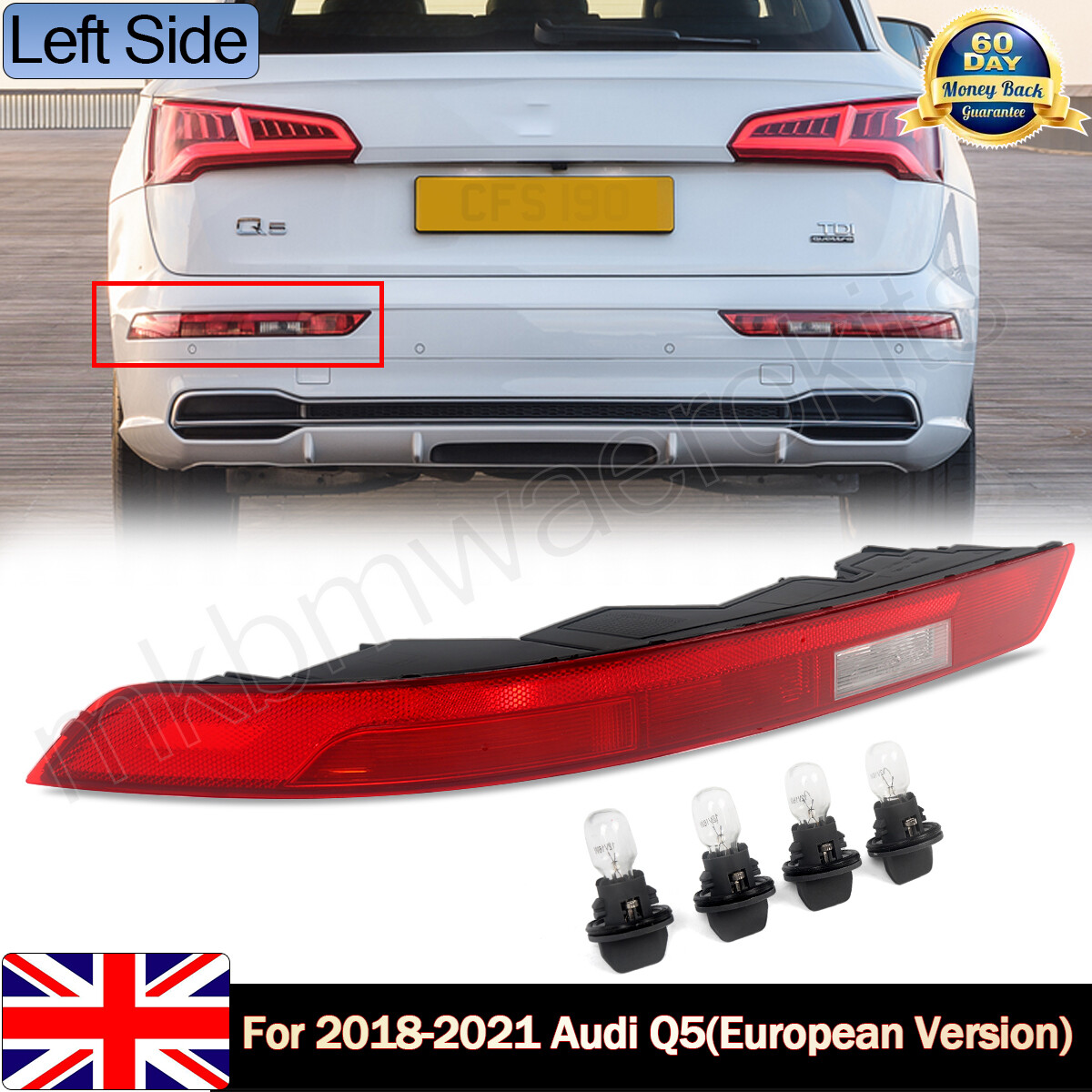 For Audi Q5 2017-2021 Left Side N/S Rear Bumper Lower Tail Light Brake ...