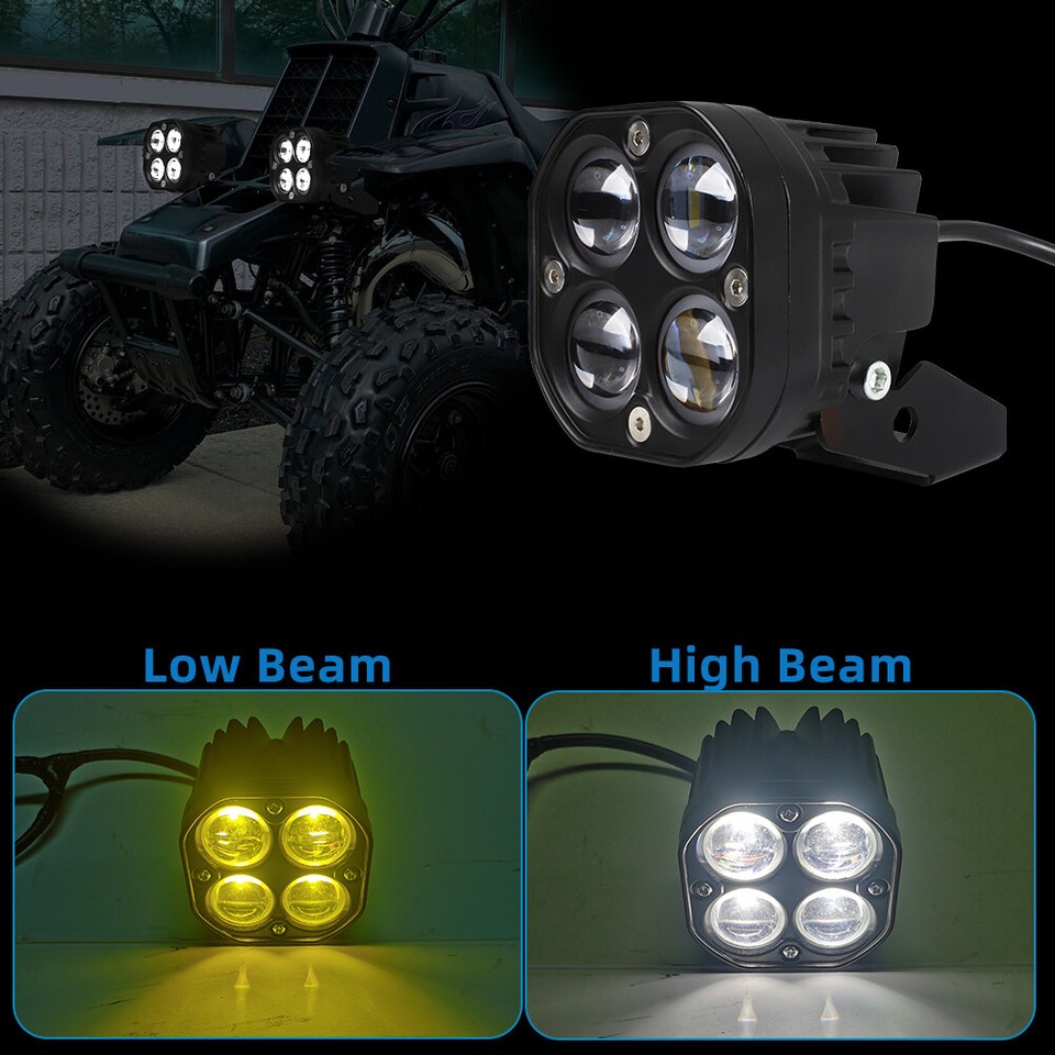 Pair LED Headlights Kit Lens Lights For Yamaha Banshee /Warrior 350 ...