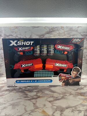Zuru X-Shot 4 Gun Bundle - 2x Reflex 6 & 2x Kickback with 48 Foam Darts ...