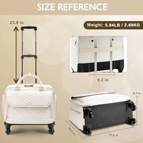 Rolling Briefcase for Women with 4 Spinner Wheels and Telescopic ...