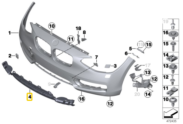 Genuine BMW 2 Series F22 Front Bumper Lower Centre Grill 51117293870 ...