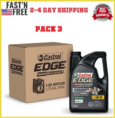 Castrol Edge High Mileage 5W-30 Advanced Full Synthetic Motor Oil, 5 Qt ...
