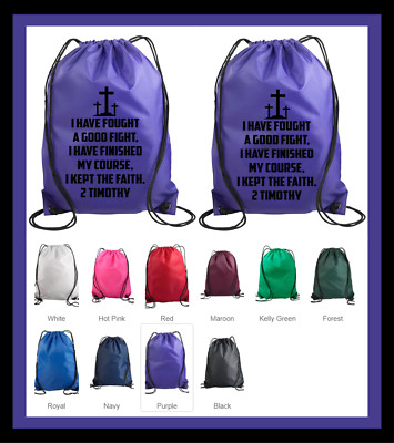 TIMOTHY 2 BIBLE VERSE RELIGIOUS DRAWSTRING BACKPACK SPORTS GYM BAG ...