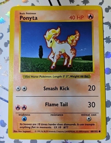 Shadowless Ponyta - 60 - Base Set 1999 - NM | eBay