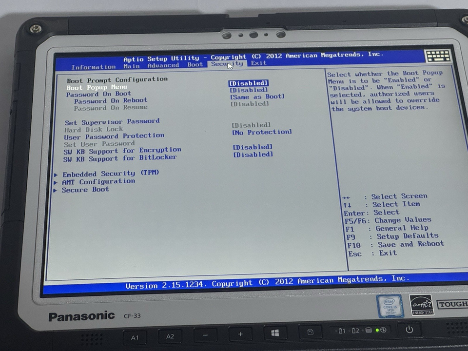 Panasonic Toughbook CF-33 TABLET NO HD Tested boot to BIOS – AS/IS CF ...