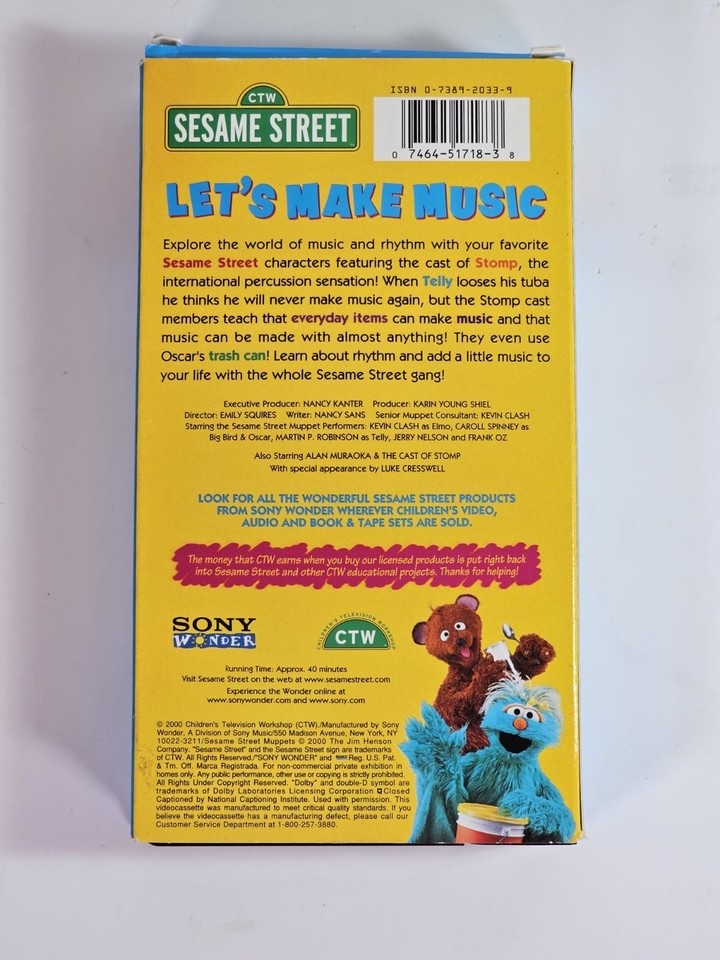Sesame Street Let's Make Music VHS 2000 Video Tape Jim Henson Muppets ...