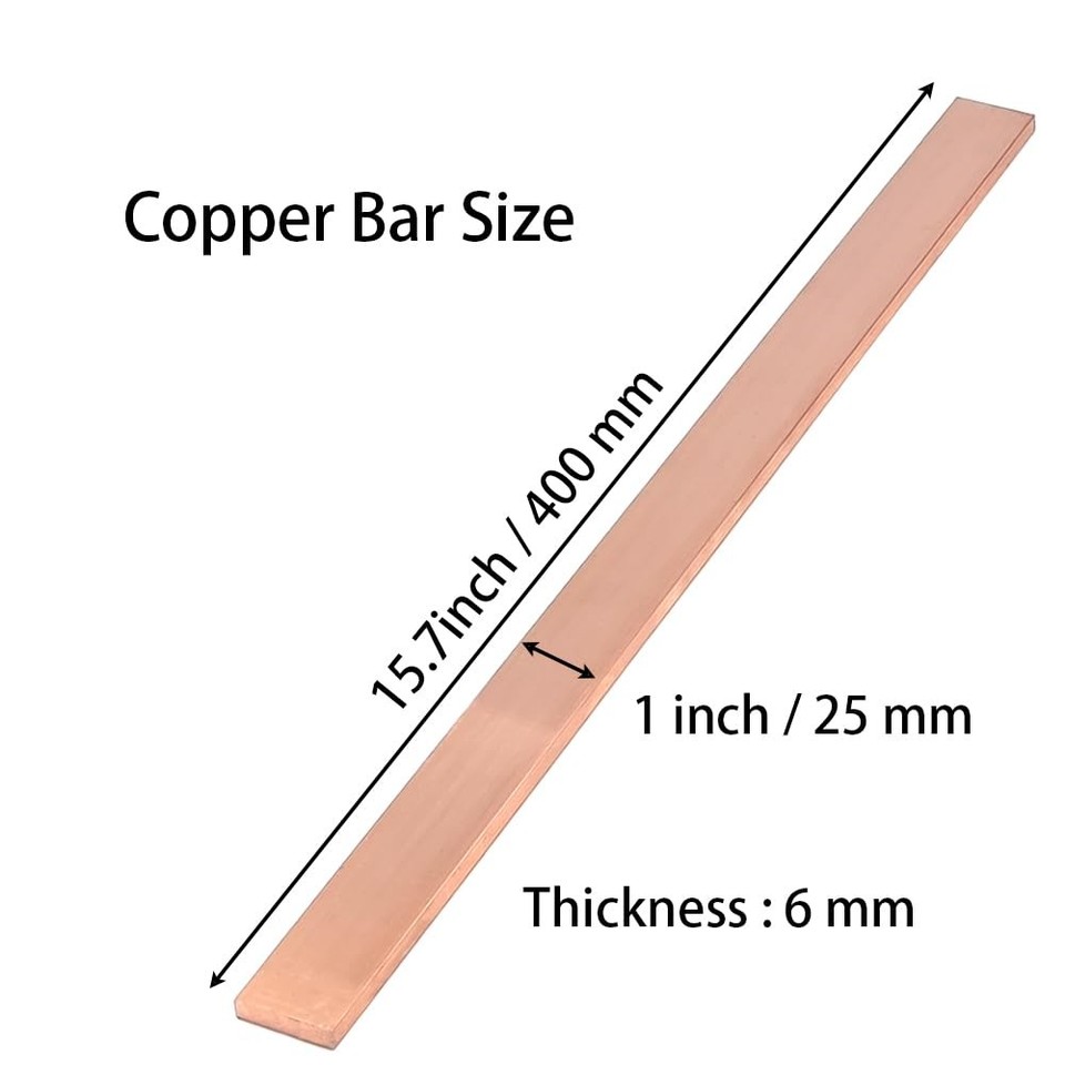 C110 Copper Flat Bar 0.24x1x15.7 Inch Solid Stock 6x25x400mm Metal ...