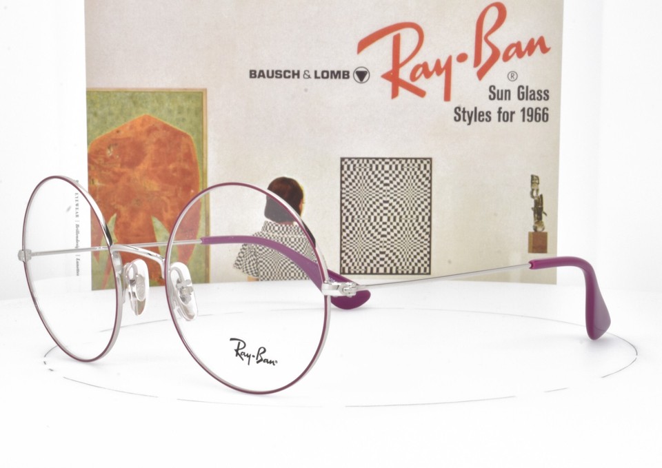 Authentic Ray-Ban Eyeglasses Round Purple Silver Oversize 6392 3031 53 ...