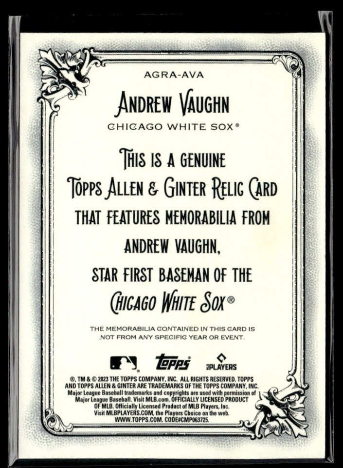 2023 Topps Allen & Ginter Relic Andrew Vaughn Chicago White Sox #AVA | eBay